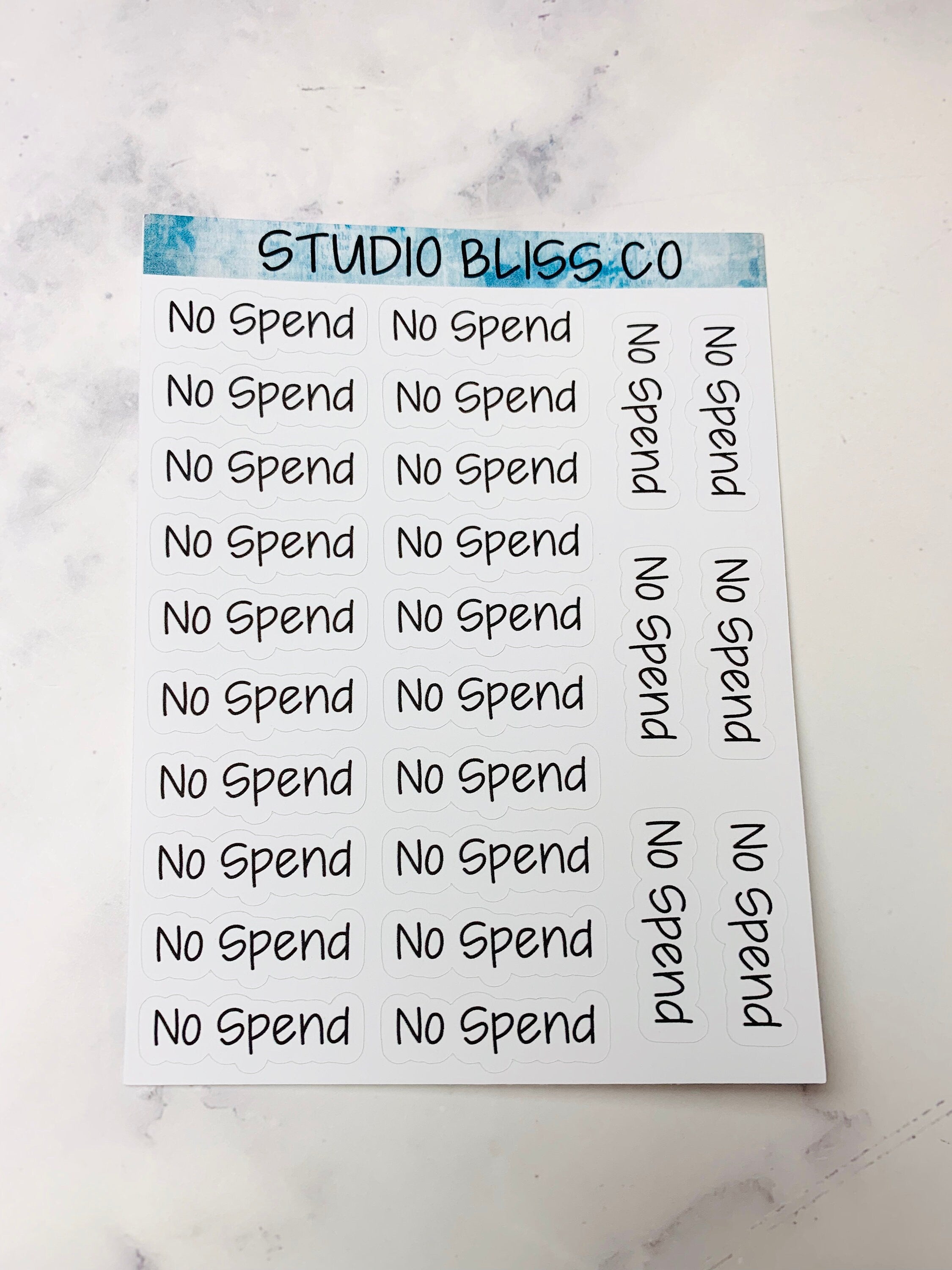 Planner Stickers "no spend" | Jen Plans Handwritten Font – StudioBlissCo