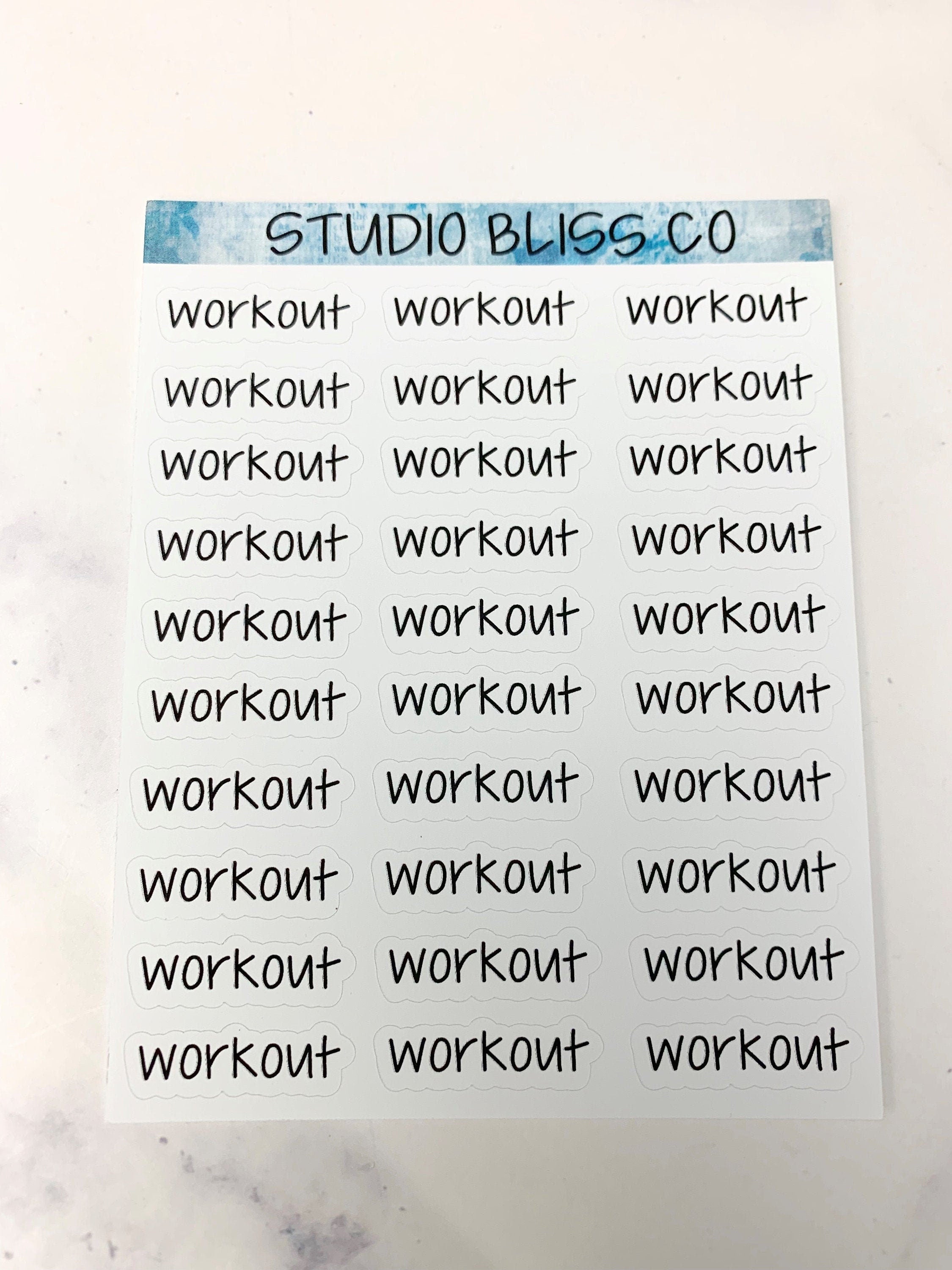 Planner Stickers "workout" | Jen Plans Handwritten Font – StudioBlissCo